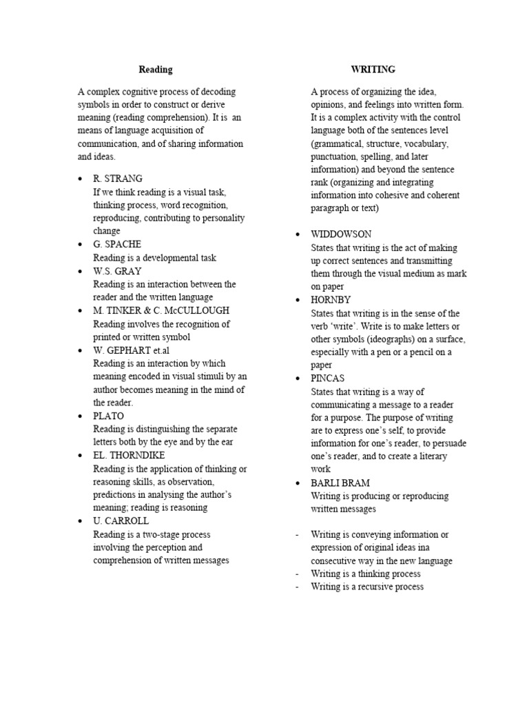 Reading and Writing | PDF | Information | Writing