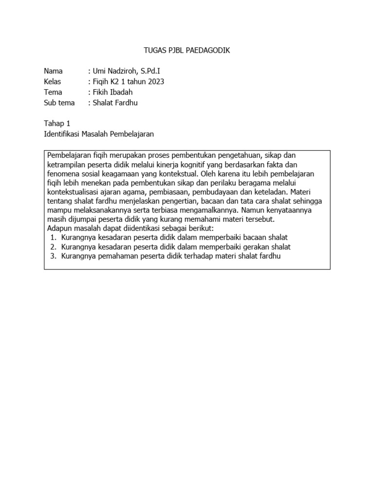 Tugas PJBL Paedagodik Fix | PDF