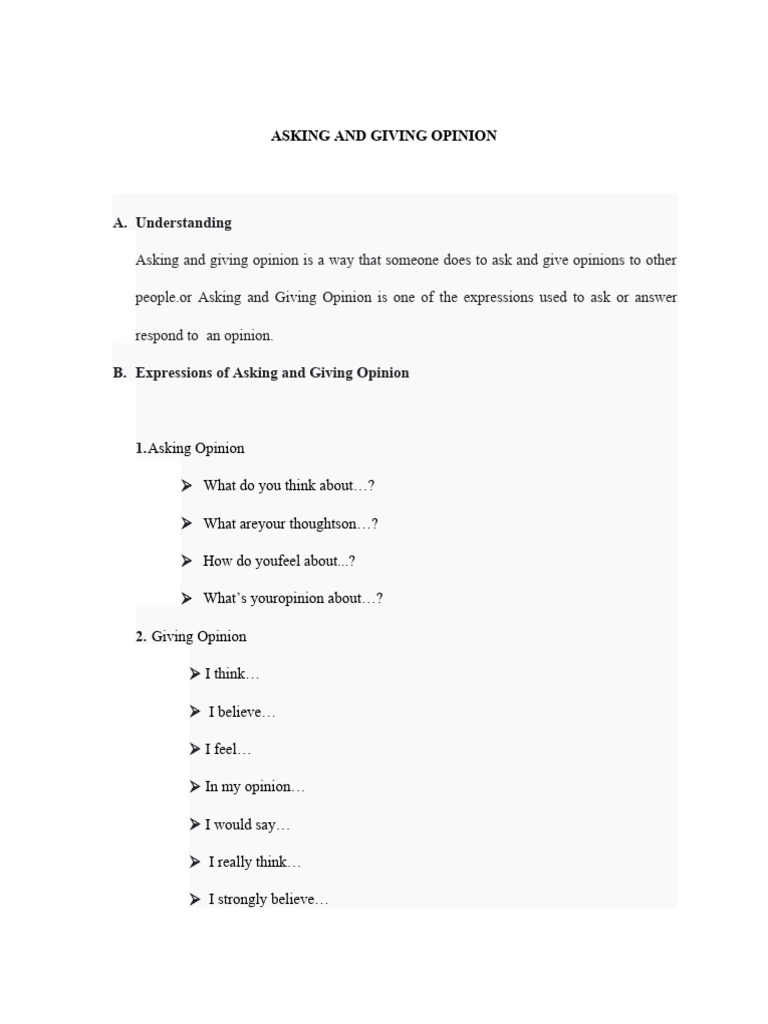 Materi Asking and Giving Opinion | PDF