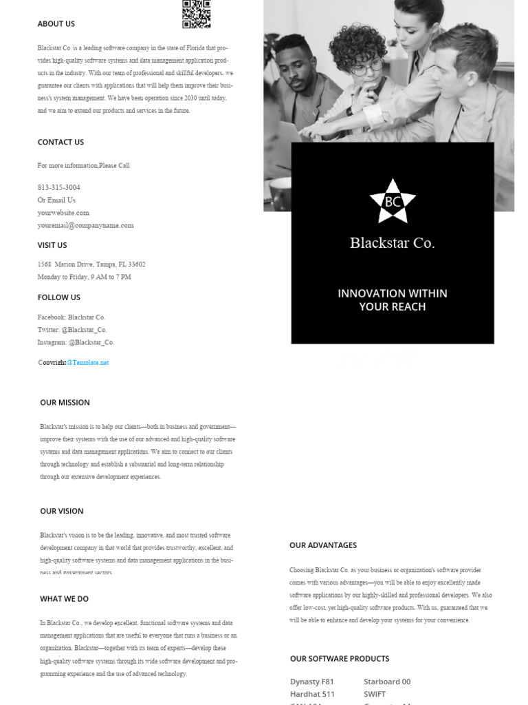 Free Bi-Fold Creative Software Brochure Template A4 | PDF