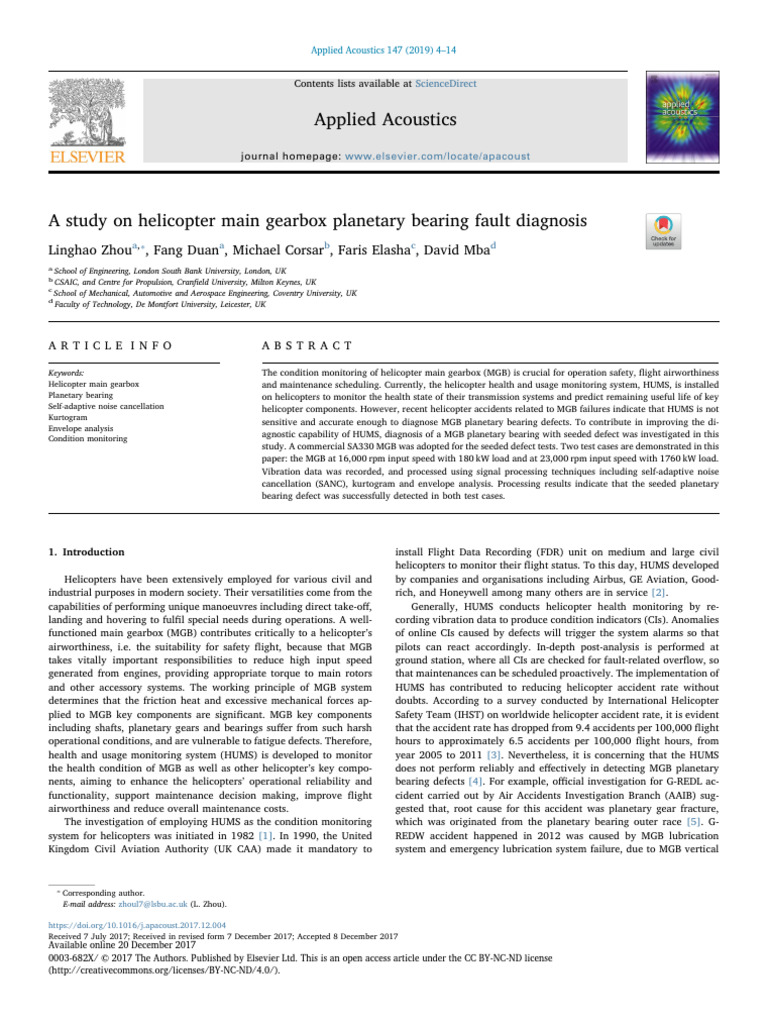 Helicopter Main Gearbox Planetary Bearing Fault Diagnosis | PDF ... Helicopter Main Gearbox Planetary Bearing Fault Diagnosis | PDF ...