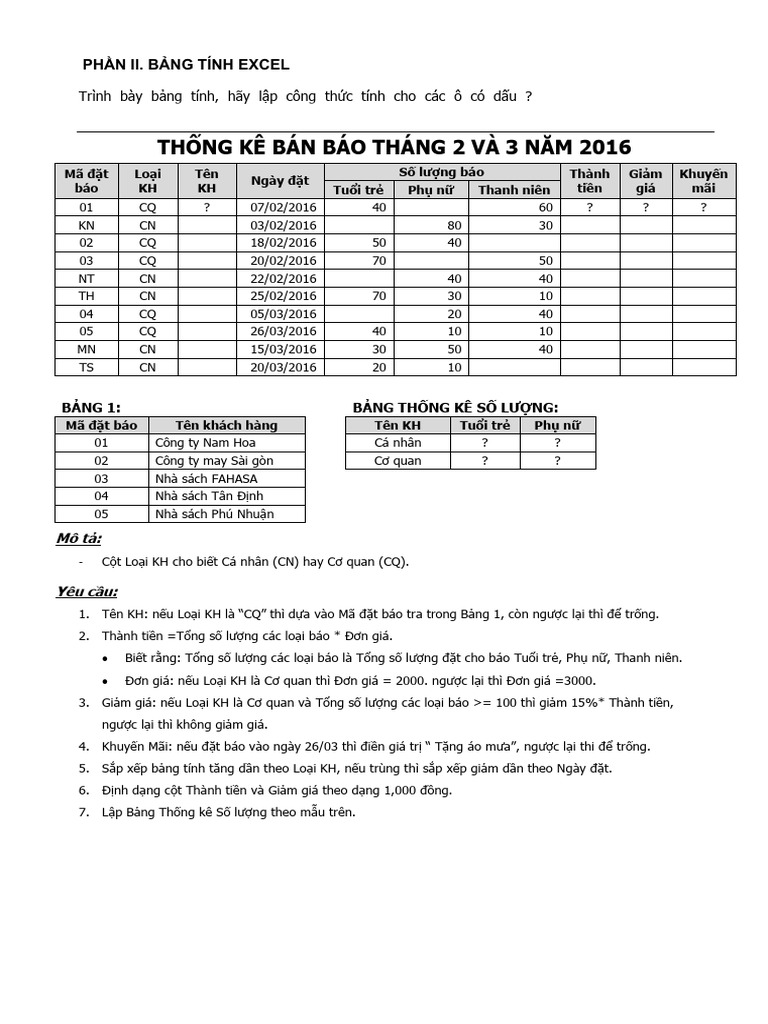 Bài 2 - Excel | PDF