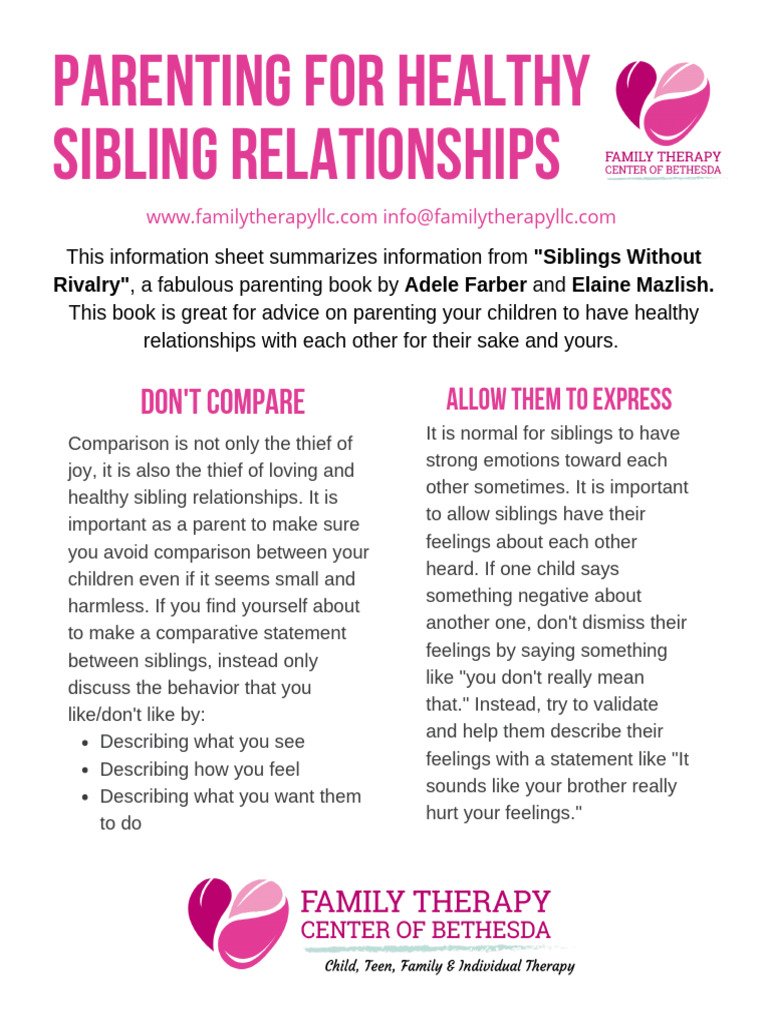 Siblings Without Rivalry Info Sheet | PDF | Sibling | Feeling