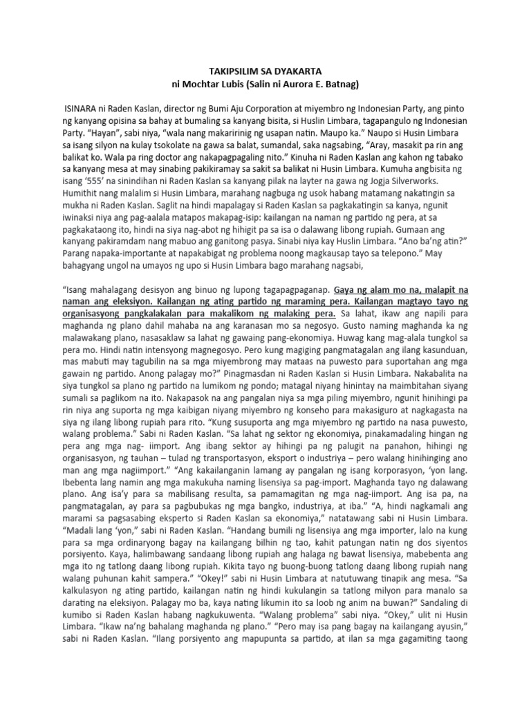 Takipsilim Sa Dyakarta | PDF