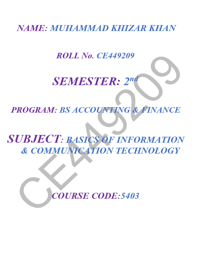5403 Ict Assignment No 1 Pdf Touchscreen Computer Memory