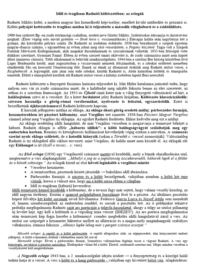 Radnóti Eclogái | PDF