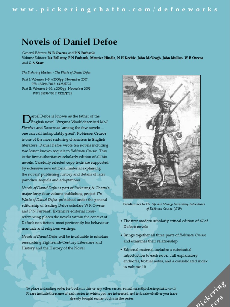 Novels of Daniel Defoe Colour Leaflet | PDF | Daniel Defoe | Robinson ...