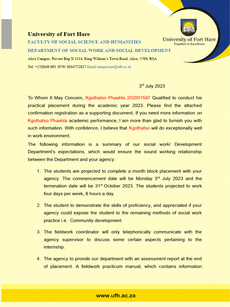 Placement Letter | PDF