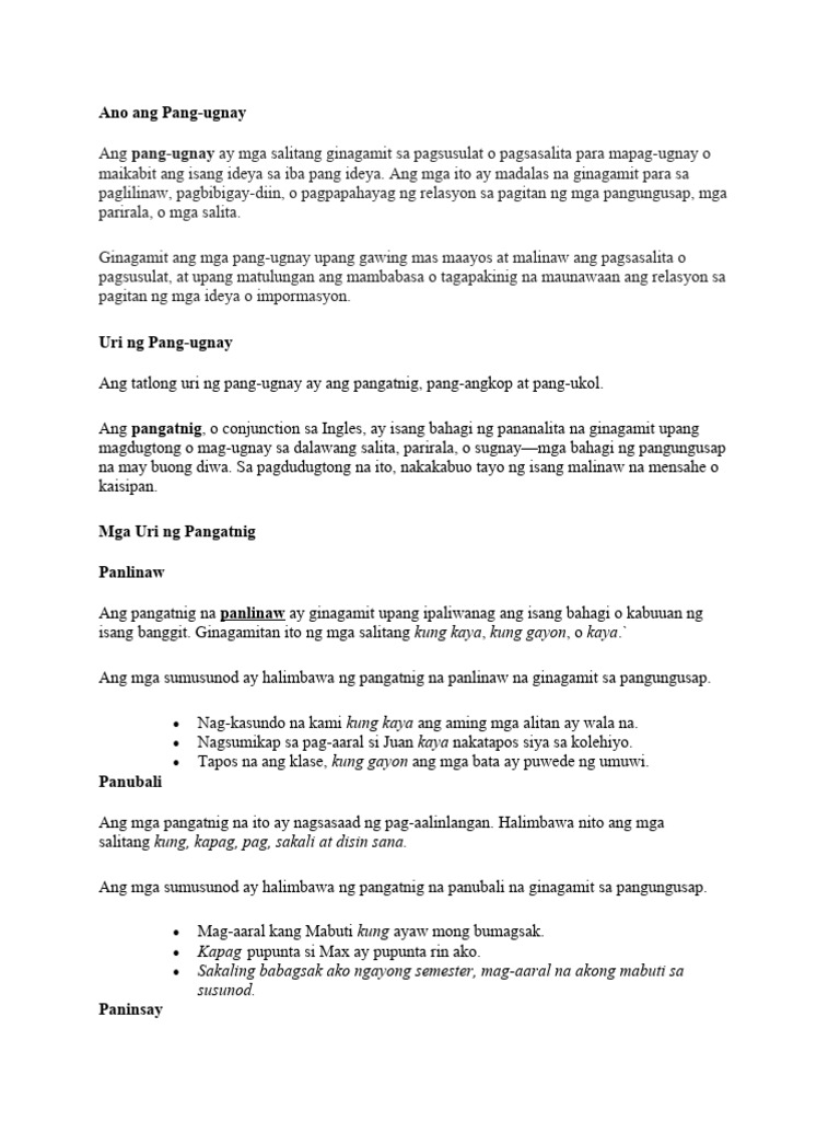 Handouts Pang Ugnay | PDF