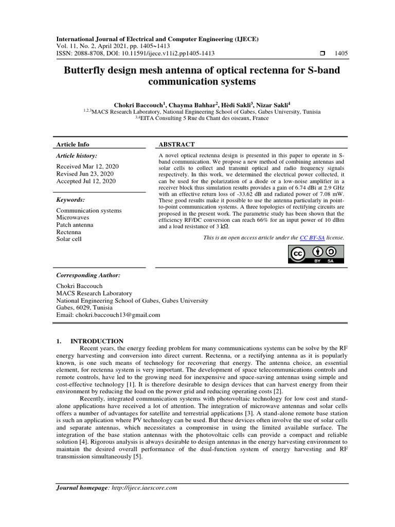 Butterfly Design Mesh Antenna of Optical Rectenna | PDF | Antenna ...