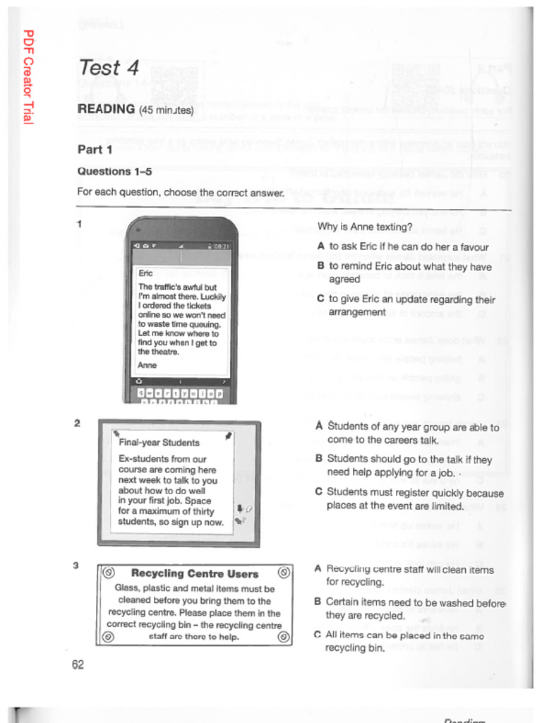 CAMBRIDGE B1 2020 BOOK1 Test 4 | PDF