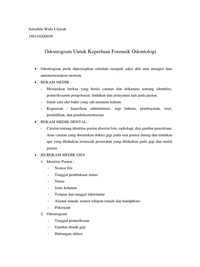 Odontogram untuk Forensik Gigi | PDF | Kajian Bahasa Asing | Kesehatan ...