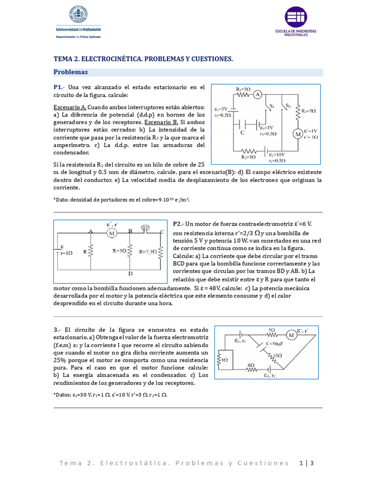T 2 - Problemas Electrocinética | PDF