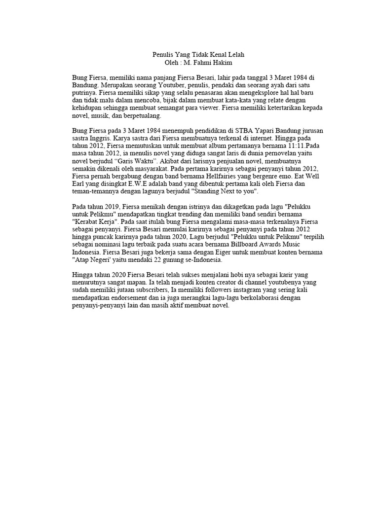 19 - XR1 - M. Fahmi Hakim - TugasTeksBiografi | PDF | Seni & Disiplin ...