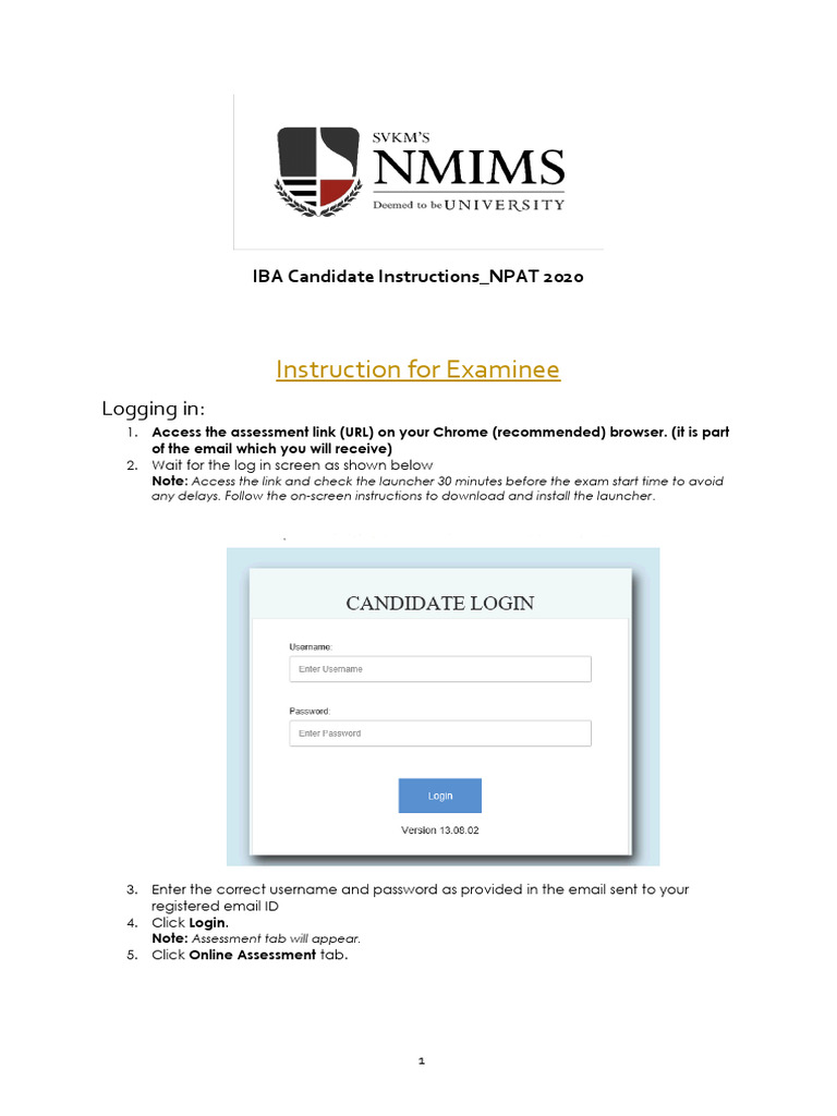 IBA Candidate Instructions for NPAT 2020 | PDF | Career & Growth