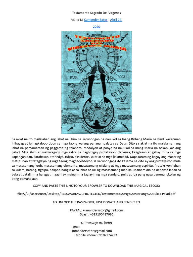 Kumander Sator Abril 29 2020 | PDF