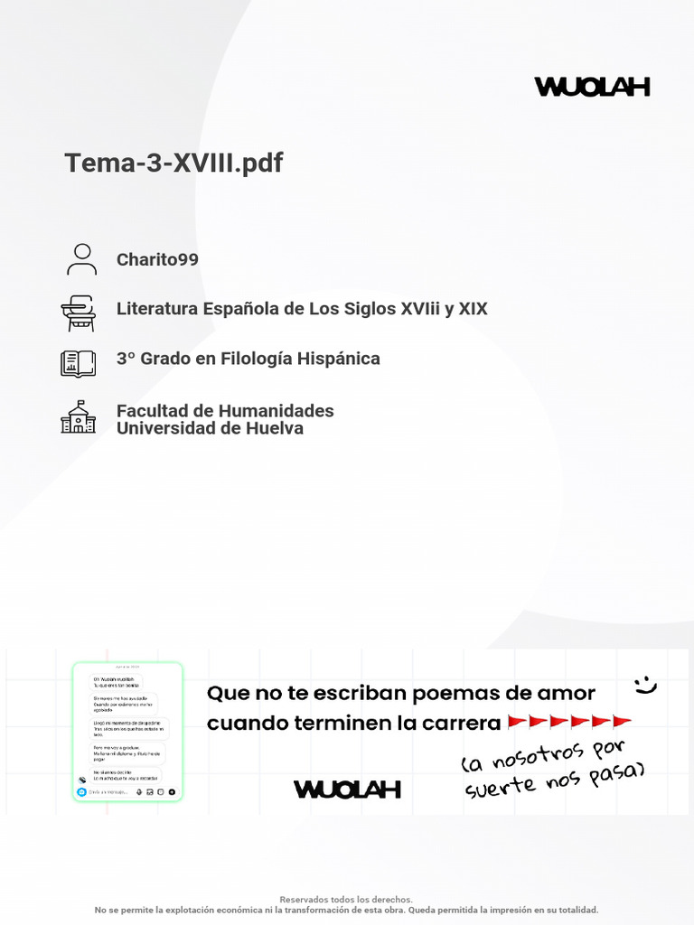 Wuolah Free Tema 3 XVIII | PDF | Ensayos | Novelas