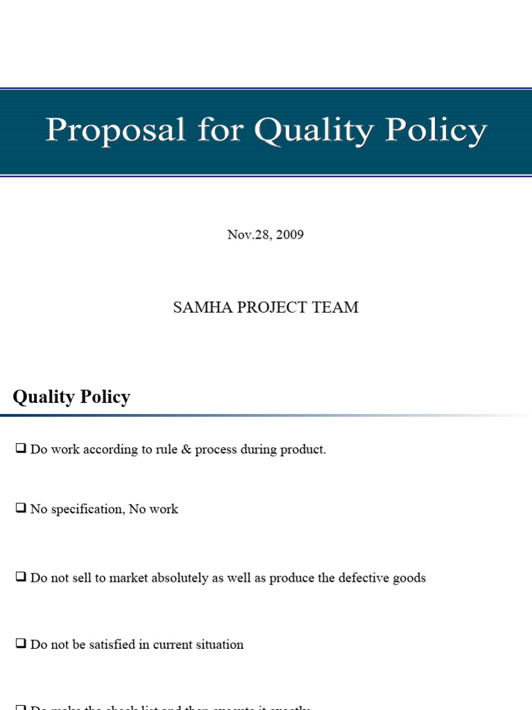 SAMHA Project Team Quality Policy | PDF