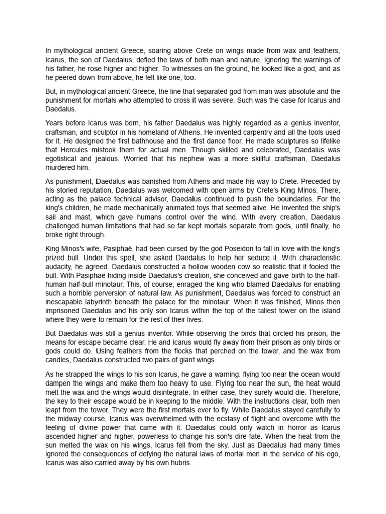 Icarus and Daedalus | PDF