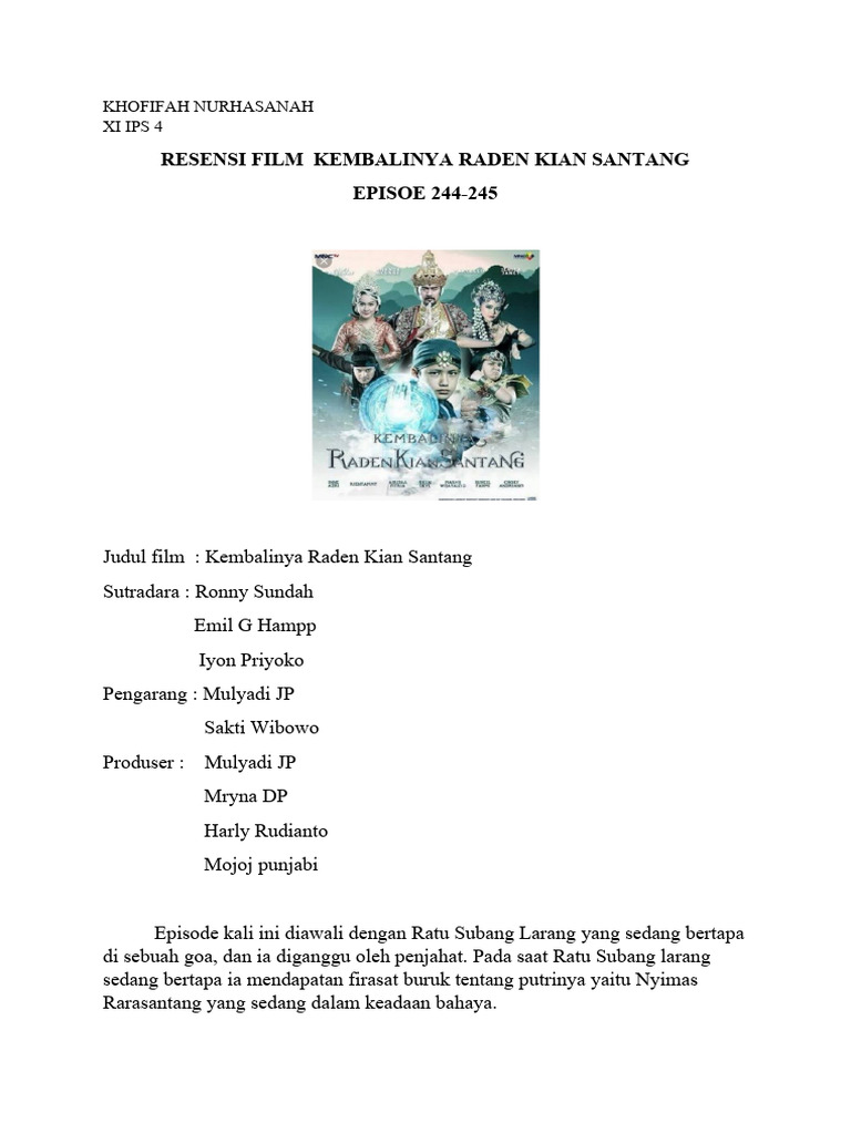 Tugas Bahasa Indonesia Resensi Dan Ringkasan Film Kembalinya Raden ...