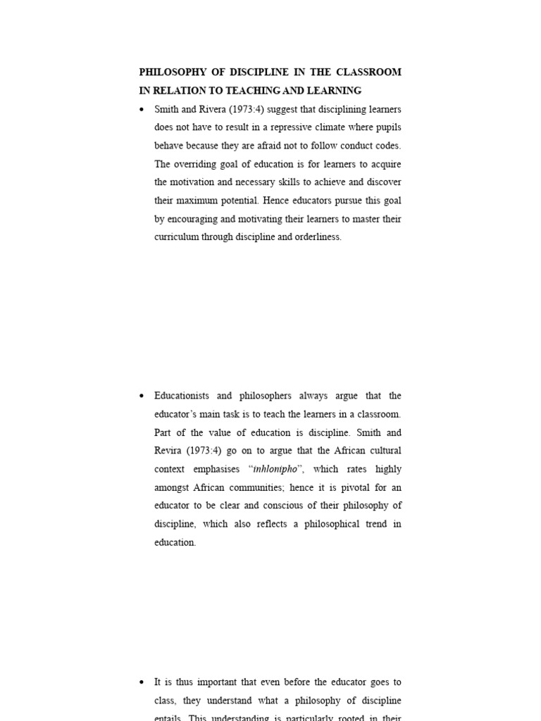 Philosophy of Discipline in A Classroom Powerpoint | PDF | Teachers ...