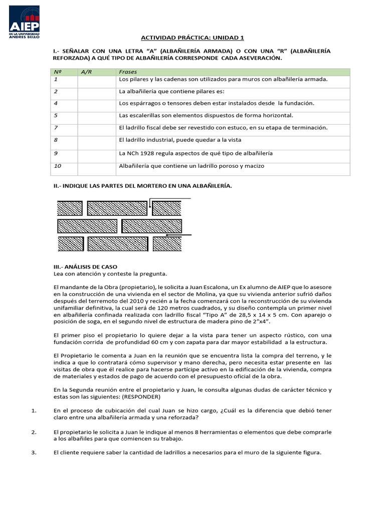 Guia NÂ°1 ALBAÃ - ILERIA | PDF | Ladrillo