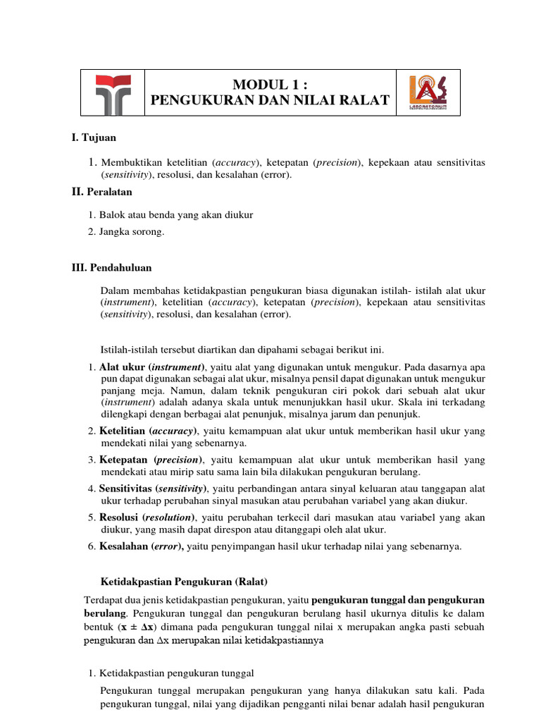 Pengukuran Dan Nilai Ralat | PDF