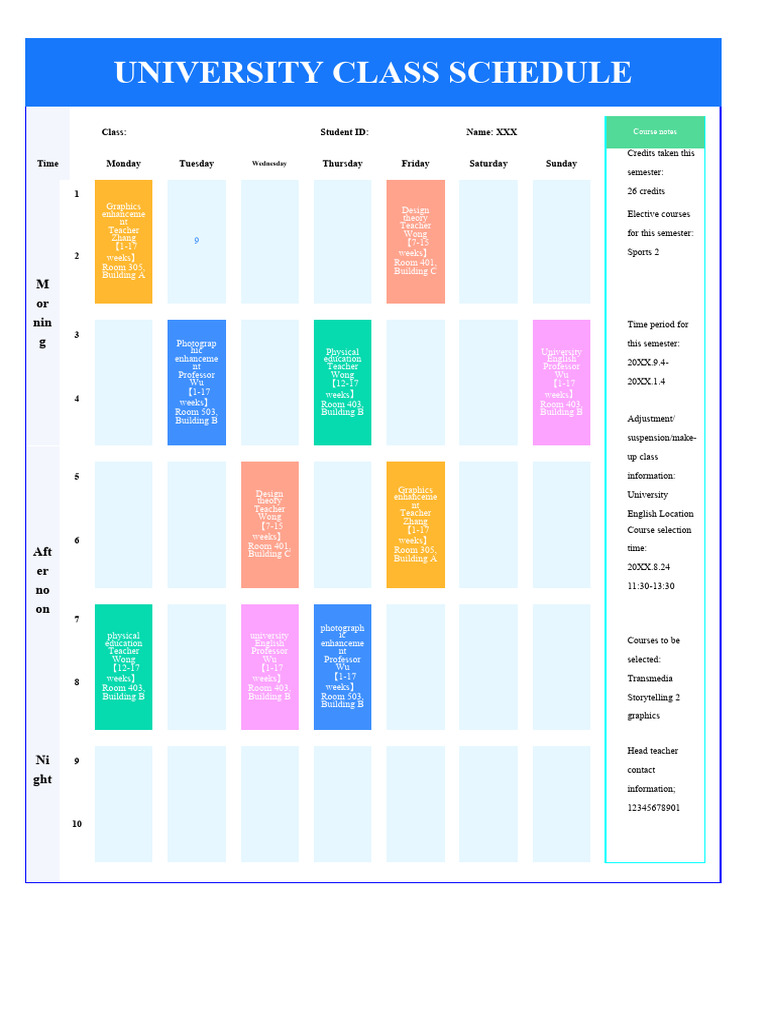 University Class Schedule | PDF