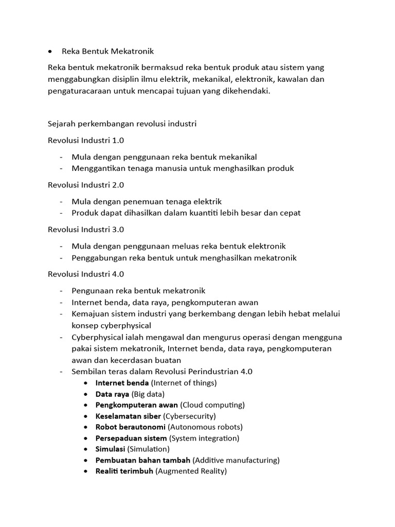 Reka Bentuk Mekatronik | PDF | Teknologi & Rekayasa