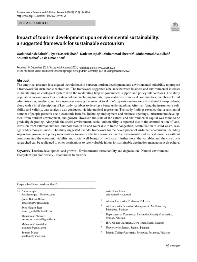 Sustainable Ecotourism Framework | PDF