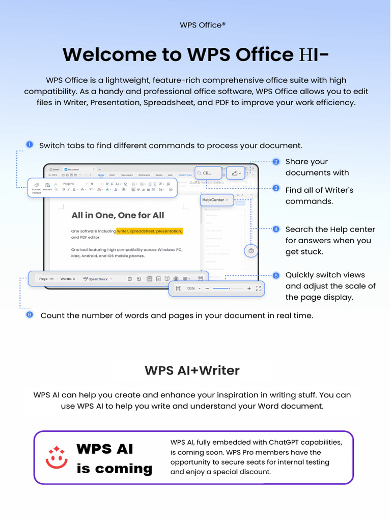 WPS Docs Quick Start Guide | PDF | Computer File | Editing