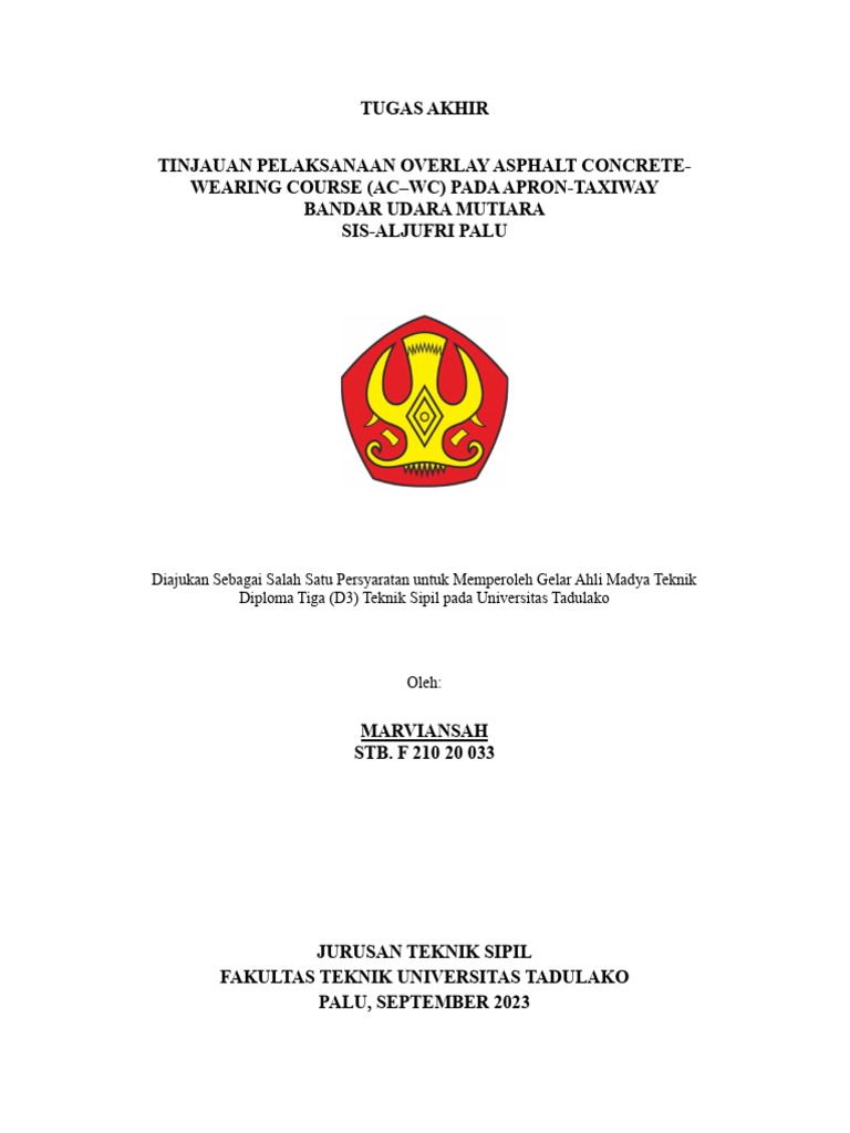 TINJAUAN PELAKSANAAN OVERLAY ASPHALT CONCRETE - WEARING COURSE (AC-WC ...