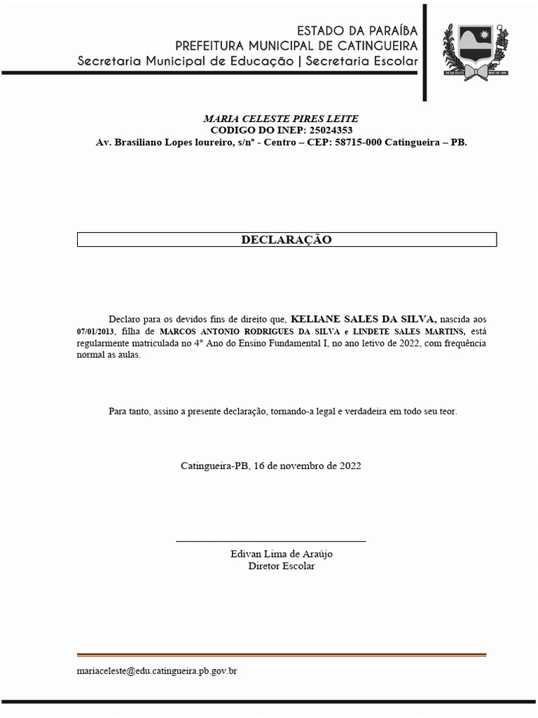 Modelo de Declarações | PDF