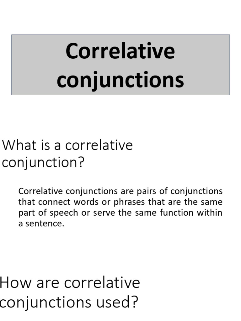 Correlative Conjunction | PDF | Syntax | Language Mechanics