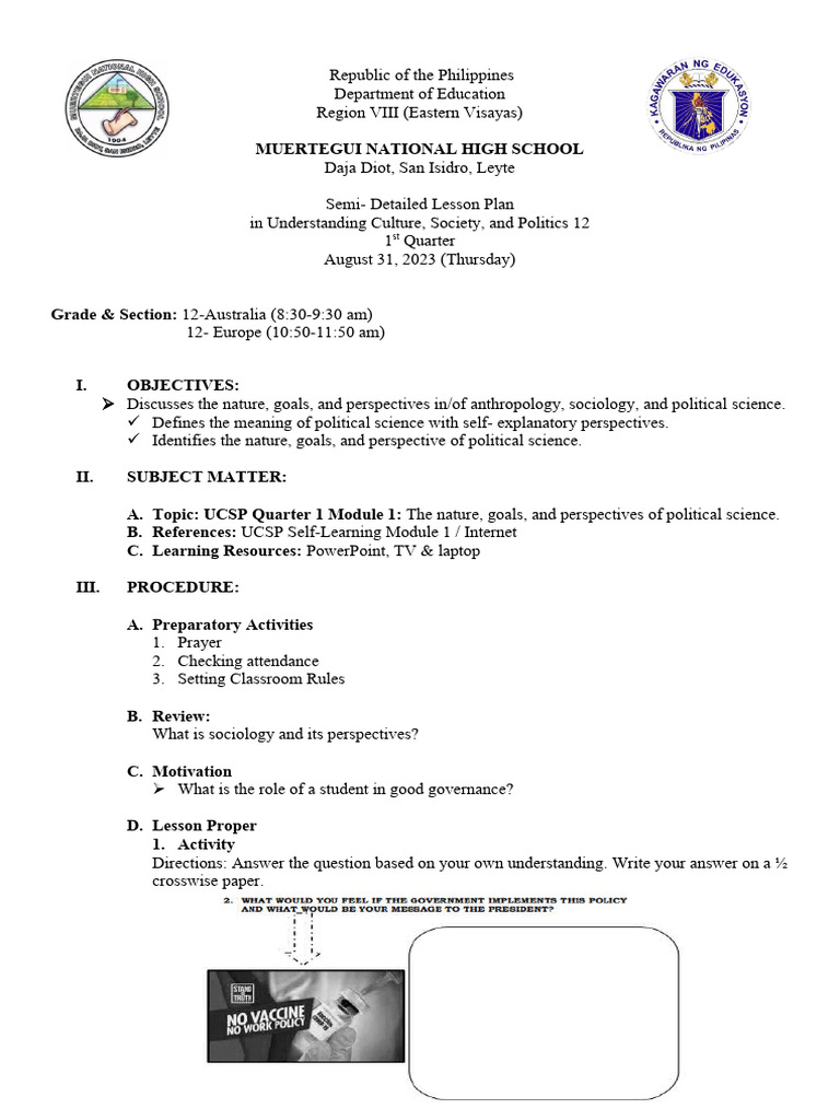 UCSP Lesson Plan | PDF | Anthropology | Social Sciences