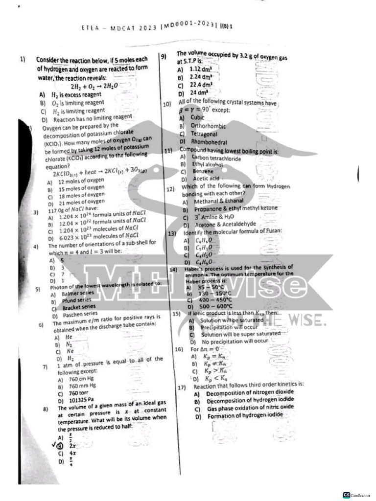 Kmu Etea Mdcat 2023 by Medwise | PDF