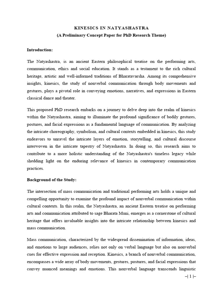 Kinesics in Natyashastra: A PhD Study | PDF