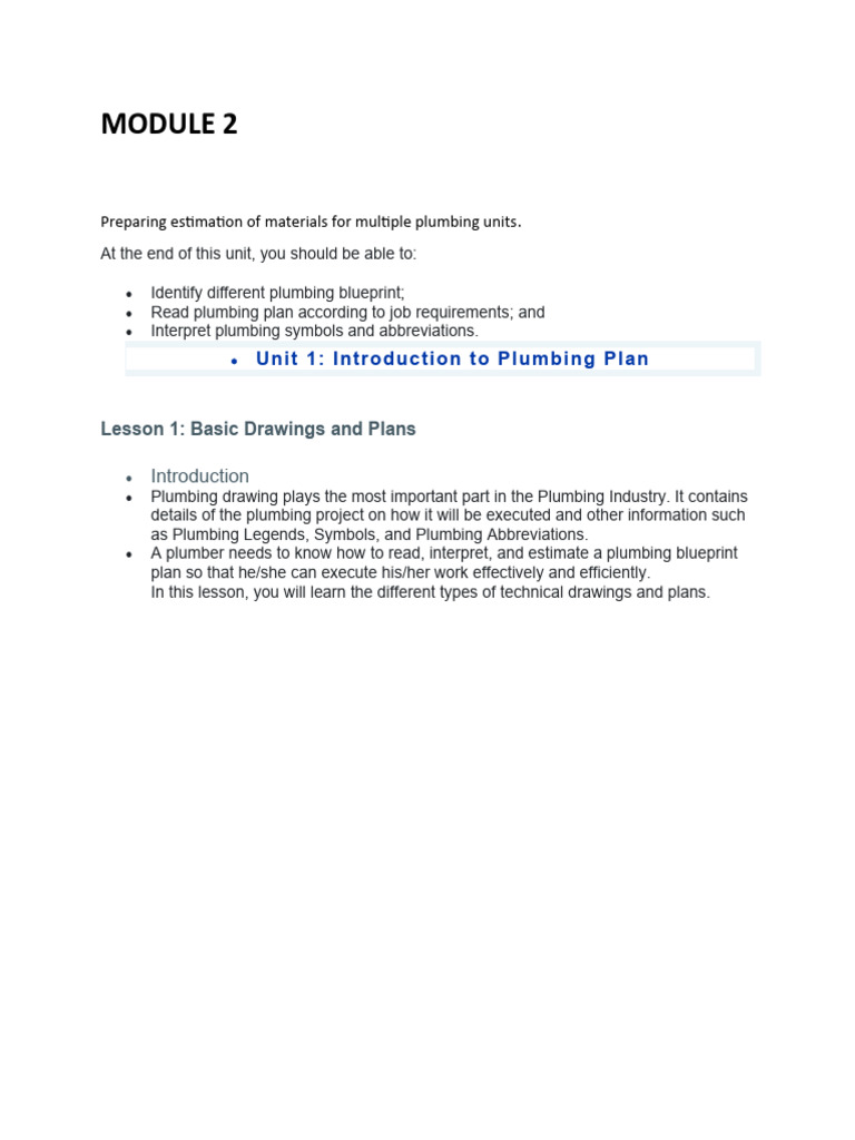 Preparing Estimation of Materials For Multiple Plumbing Units | PDF ...