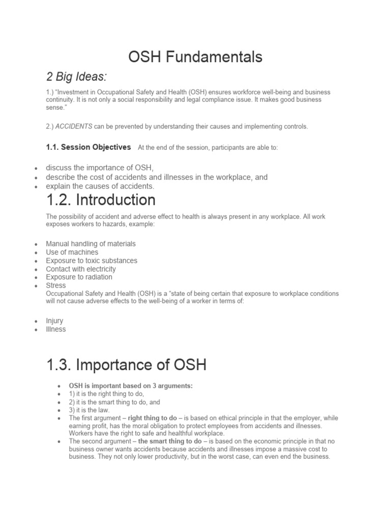 OSH Fundamentals: 2 Big Ideas | PDF