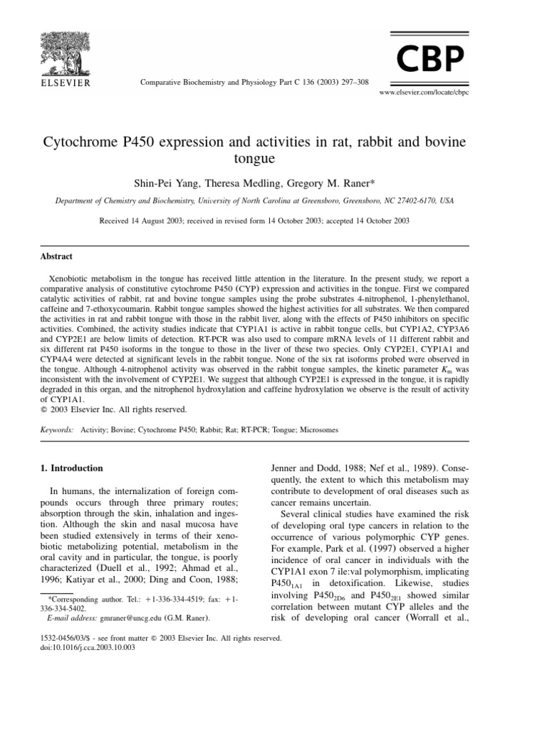 Yang 2003 | PDF | Cytochrome P450 | Polymerase Chain Reaction