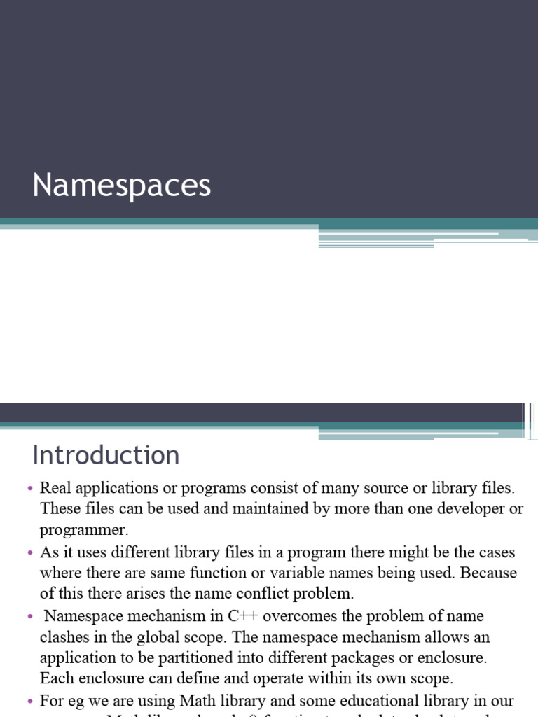 CH 14namespaces | PDF | Namespace | Scope (Computer Science)