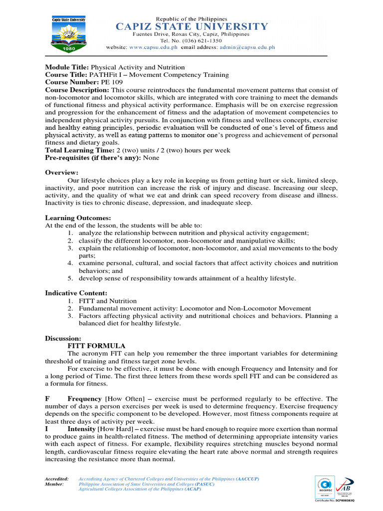 Unit3 Physical Activity and Nutrition | PDF | Fat | Physical Fitness