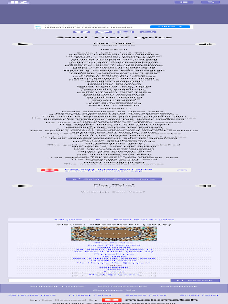 Sami Yusuf - Taha Lyrics | PDF