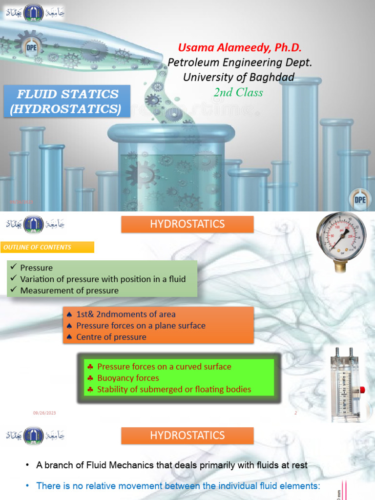 Fluid Statics | PDF | Buoyancy | Pressure