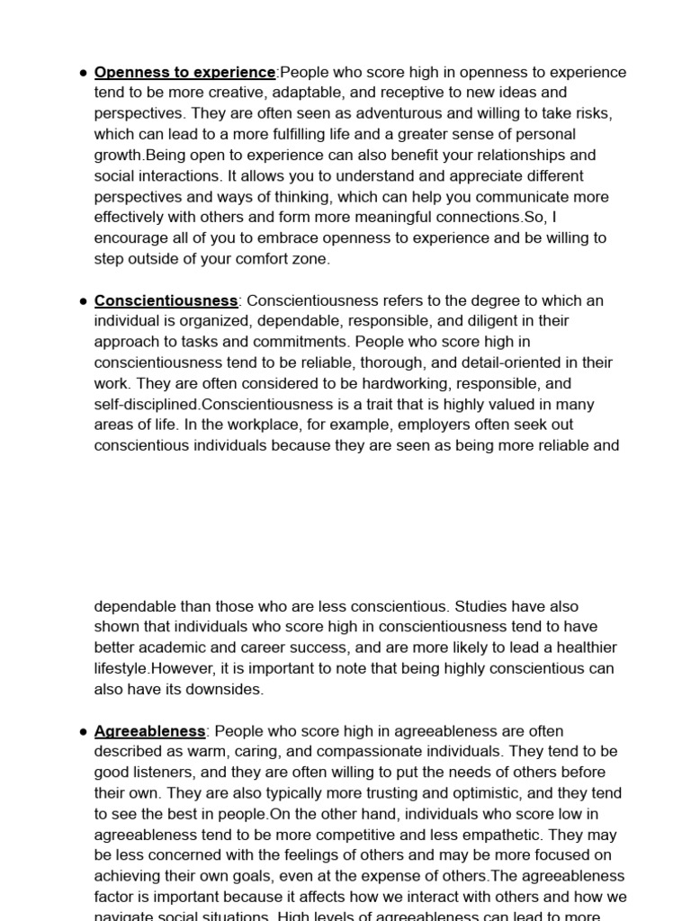 Big Five Model | PDF | Extraversion And Introversion | Psychological Theories