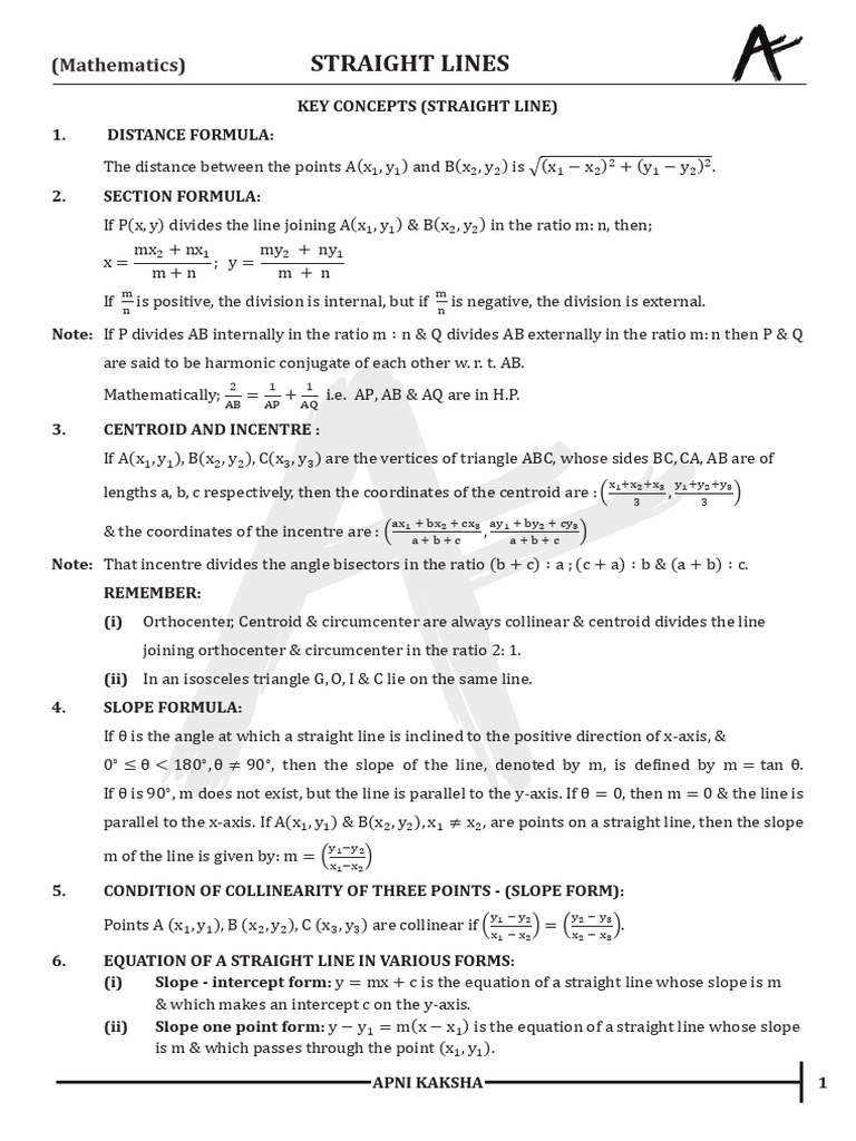 Sheet - 01 - Straight Line | PDF