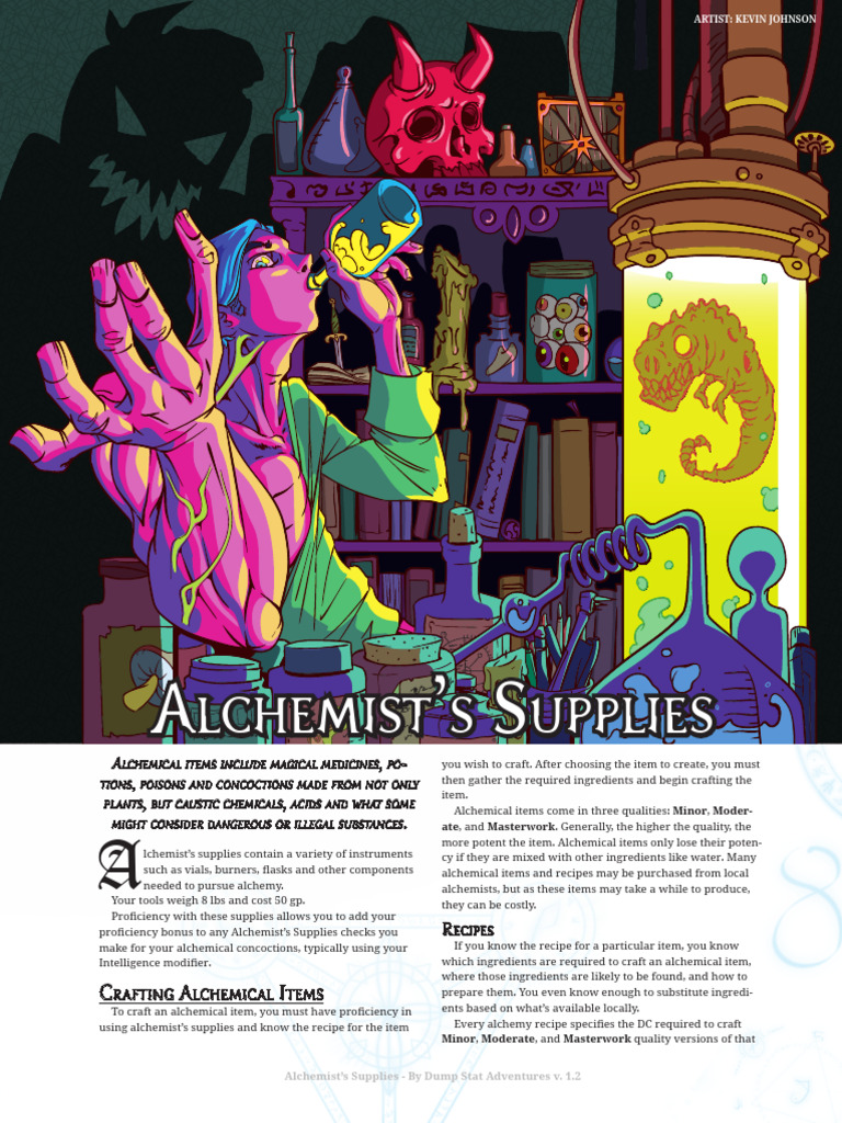Alchemist's Supplies and Crafting Guide | PDF | Alchemy | Adhesive