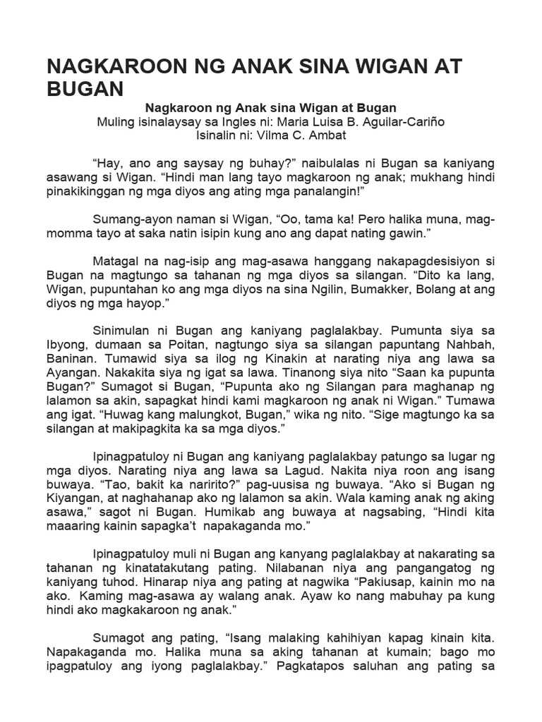 Nagkaroon NG Anak Sina Wigan at Bugan | PDF