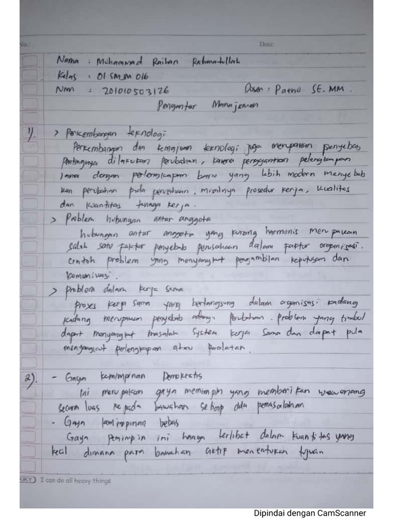 UAS Pengantar Manajemen - Muhammad Raihan Rahmatullah | PDF