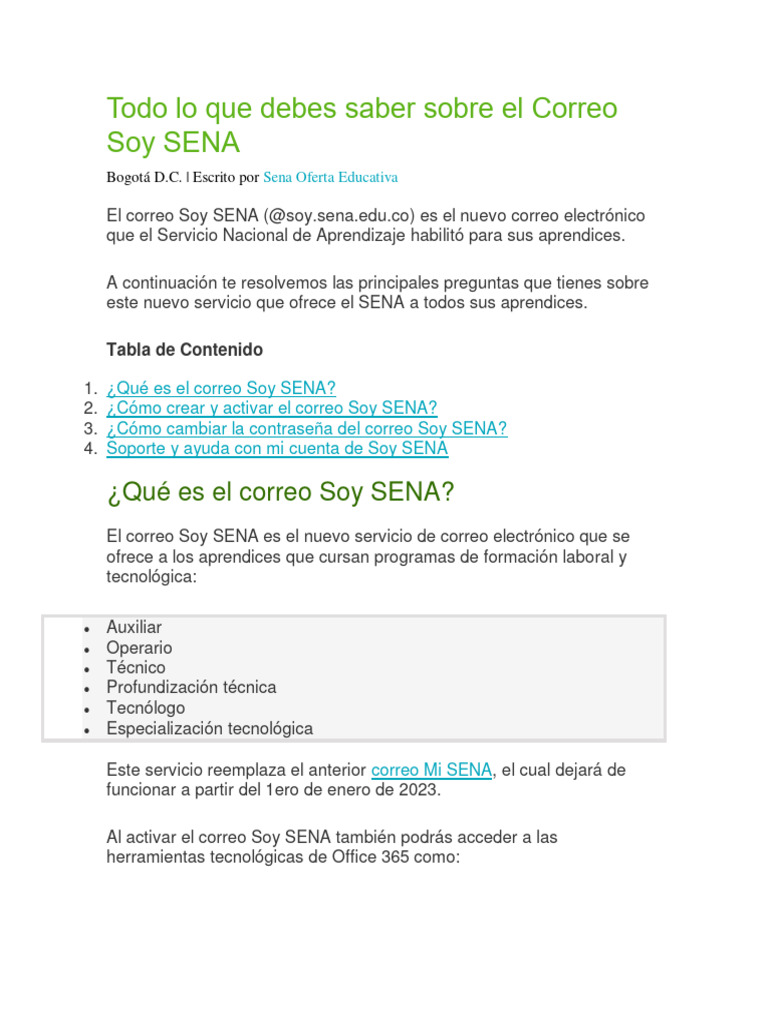Todo Lo Que Debes Saber Sobre El Correo Soy SENA | PDF | Microsoft Office | Contraseña
